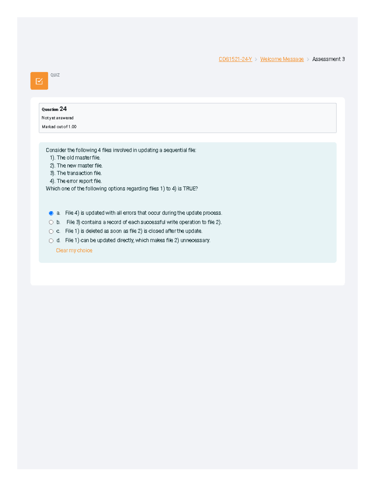 Assessment 3 (page 24 of 32) - COS1521-24-Y Welcome Message Assessment ...
