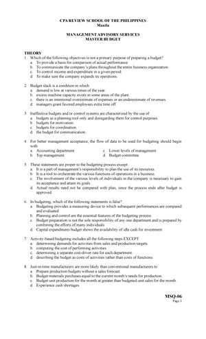 X08 Budgeting - blah - MODULE 8 - BUDGETING THEORIES: Basic Concepts ...