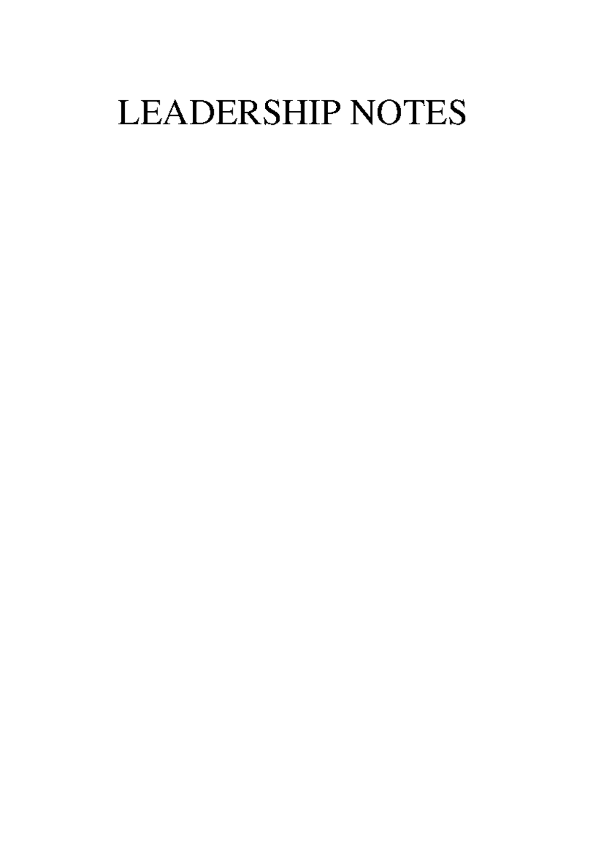 Leadership Notes - iiiiii - LEADERSHIP NOTES Unit- 1 Introduction and ...