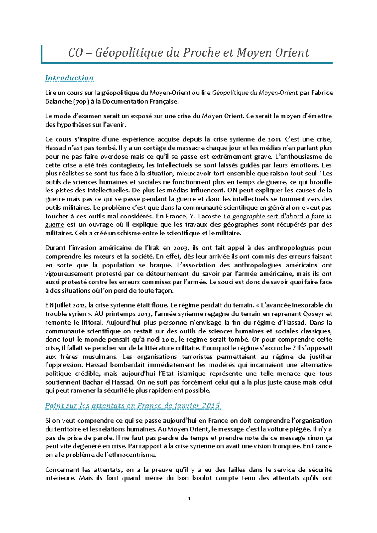 Cours D Ouverture Géopolitique Proche Et Moyen Orient Co