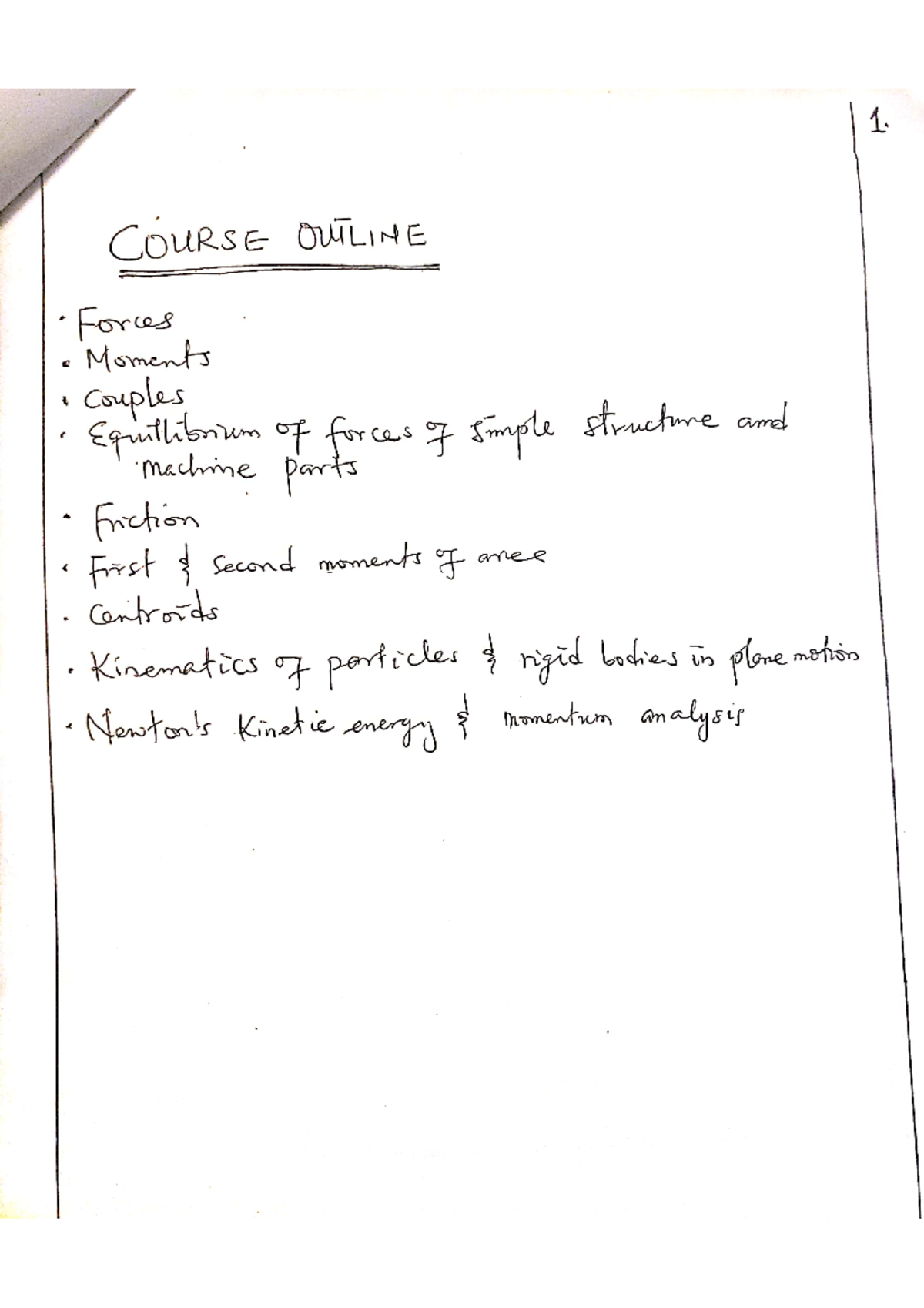 Get 251 lectures note - Lecture notes - Engineering Mechanics note ...