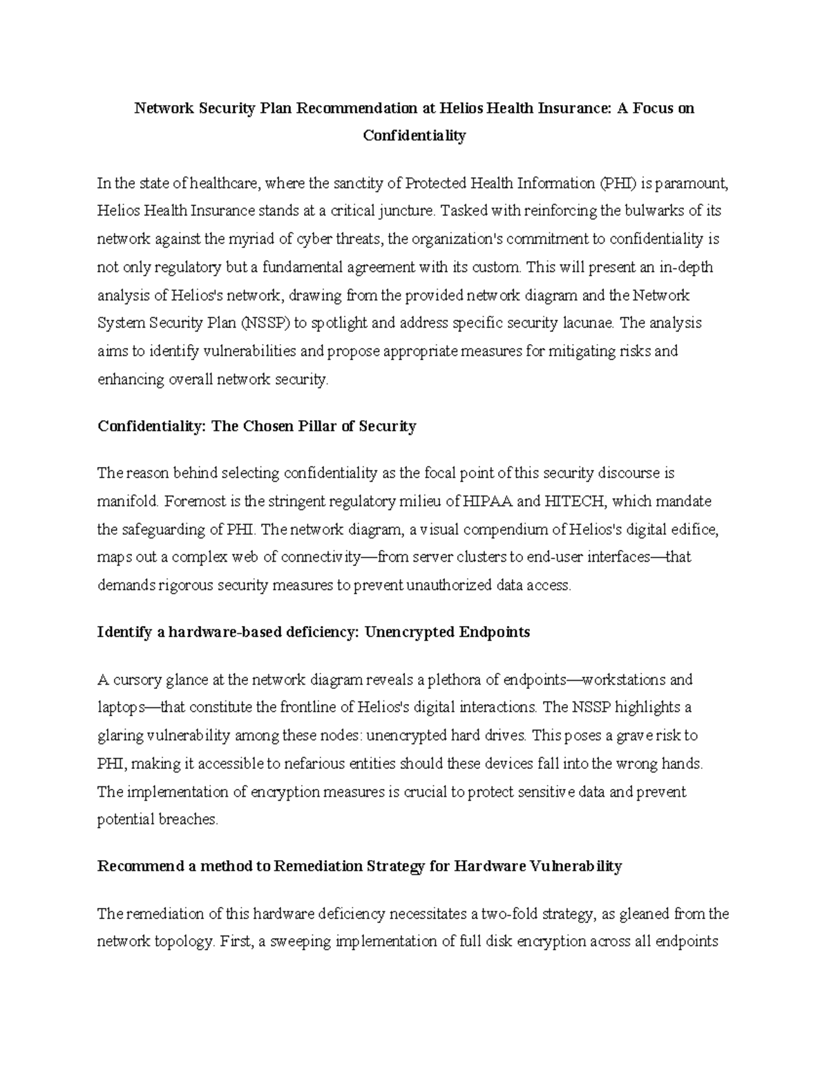 Network Security at Helios Health Insurance - Network Security Plan ...