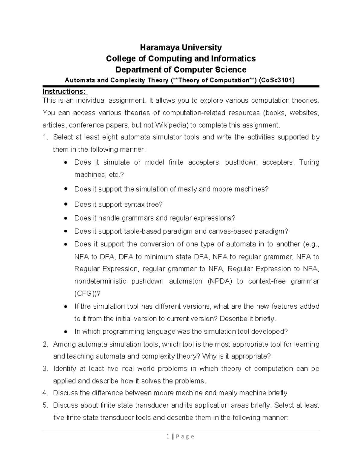 Assignment-1 - This is an individual assignment. It allows you to explore various computation ...