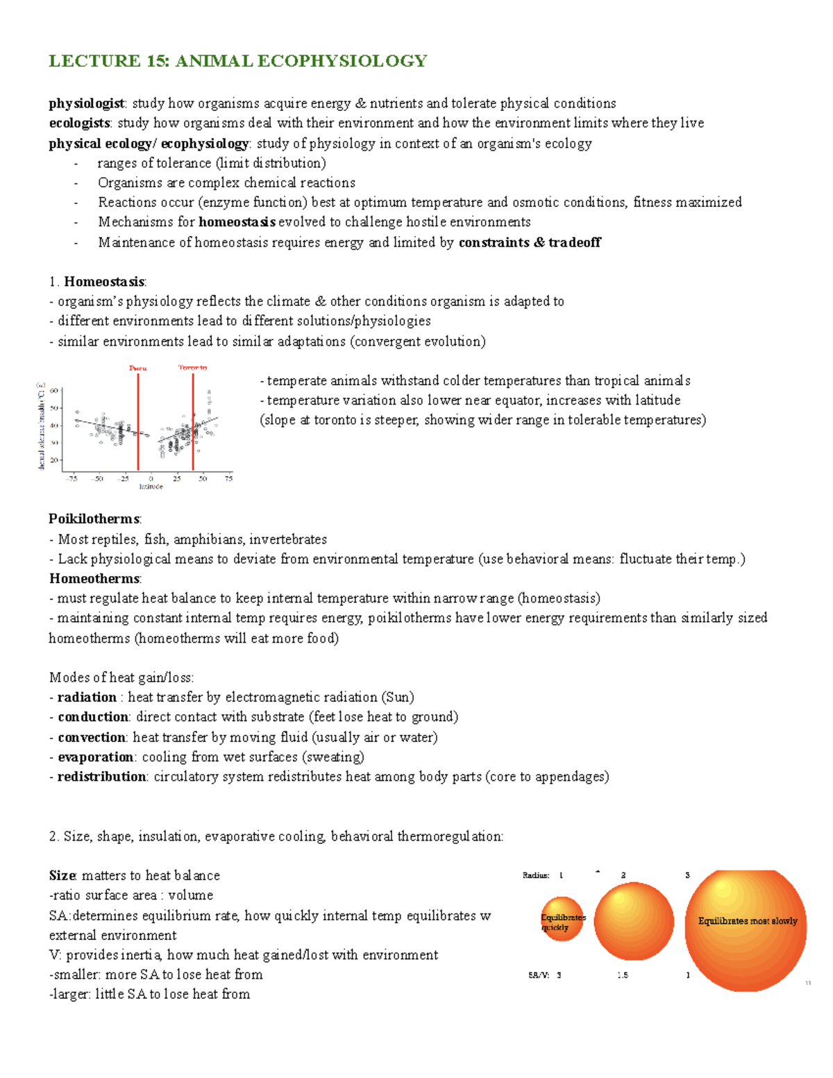 BIO120 Lecture 15 - LECTURE 15: ANIMAL ECOPHYSIOLOGY physiologist ...