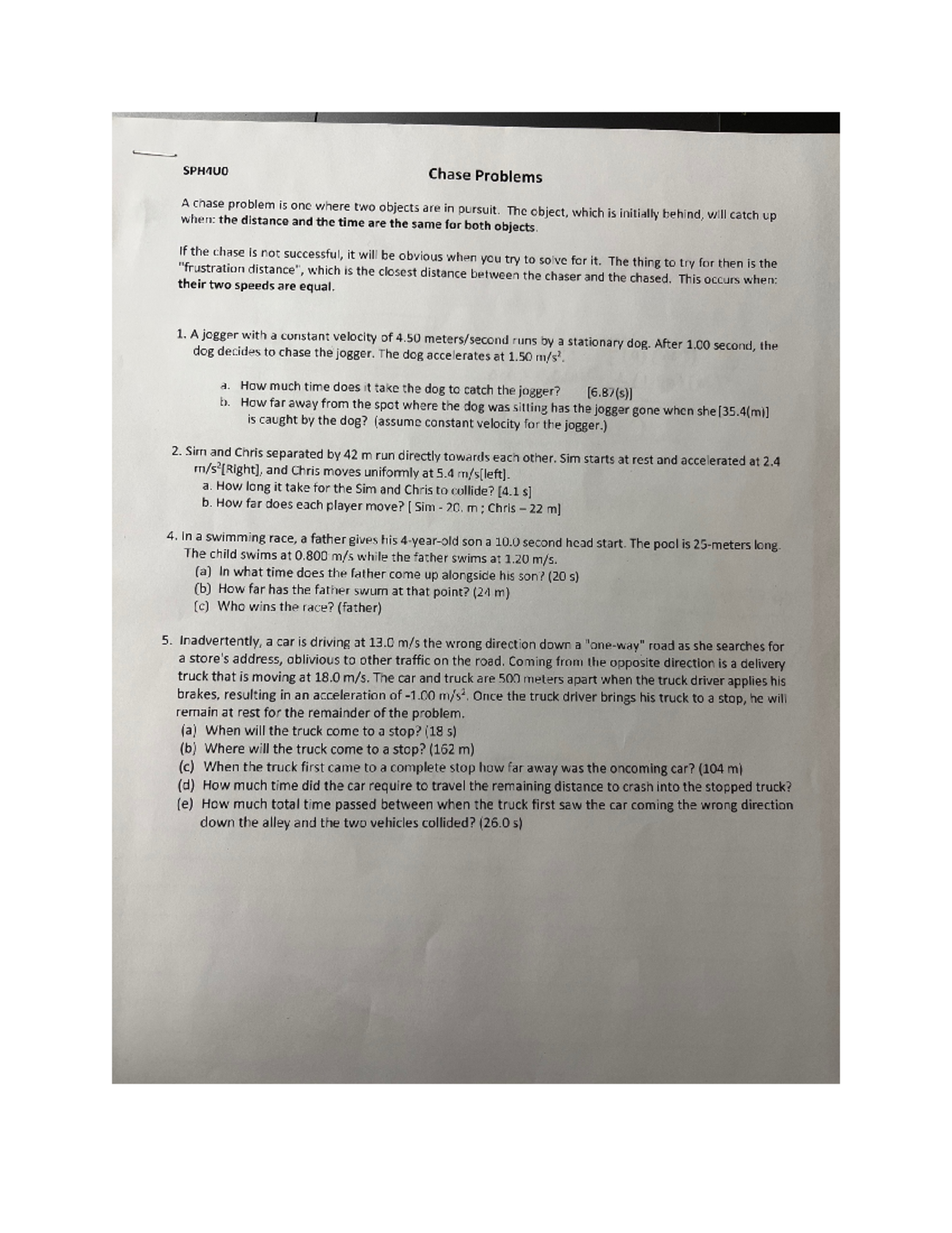 Phys chase problems - homework - Studocu