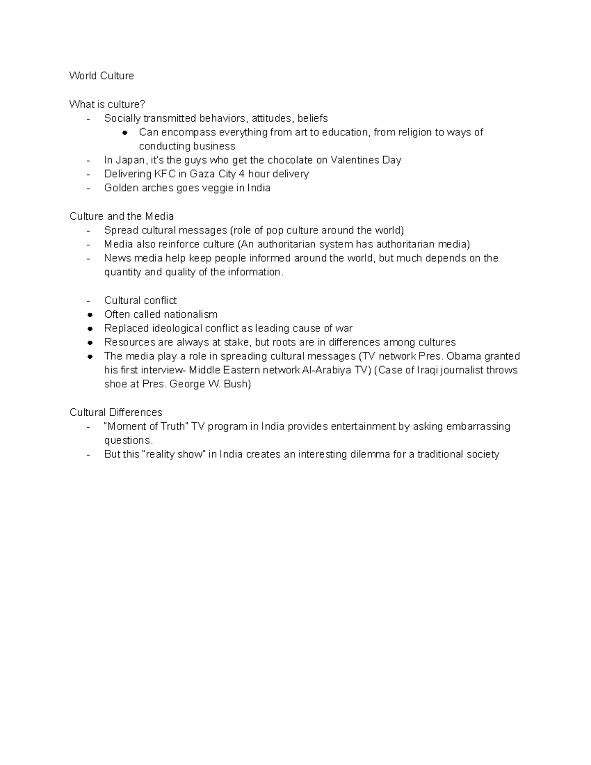 World Culture - World Culture What is culture? - Socially transmitted ...