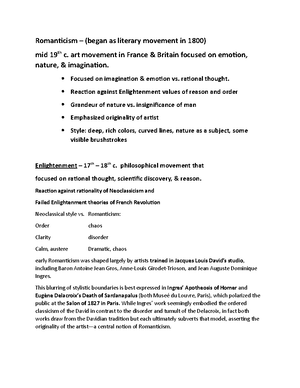 LEC3Neoclassicism Romanticism Handout - theartstory Neoclassicism ...
