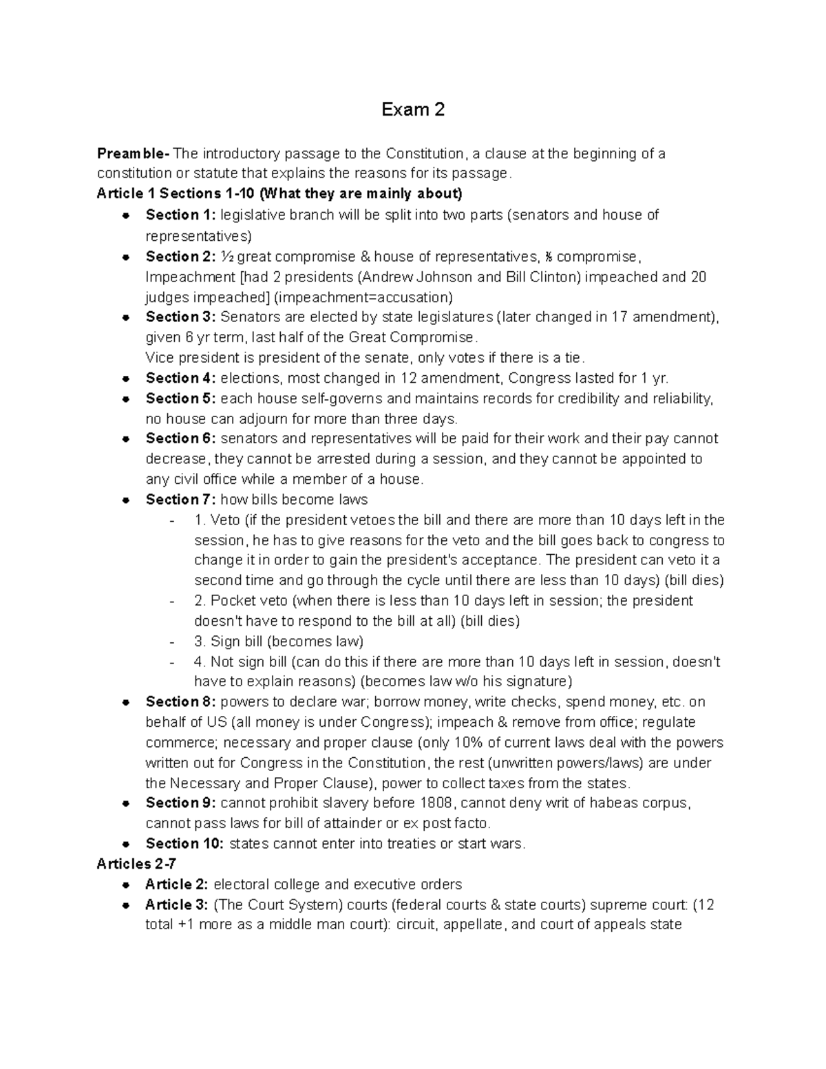 Pols Study guide quizzes and exams - Exam 2 Preamble- The introductory ...