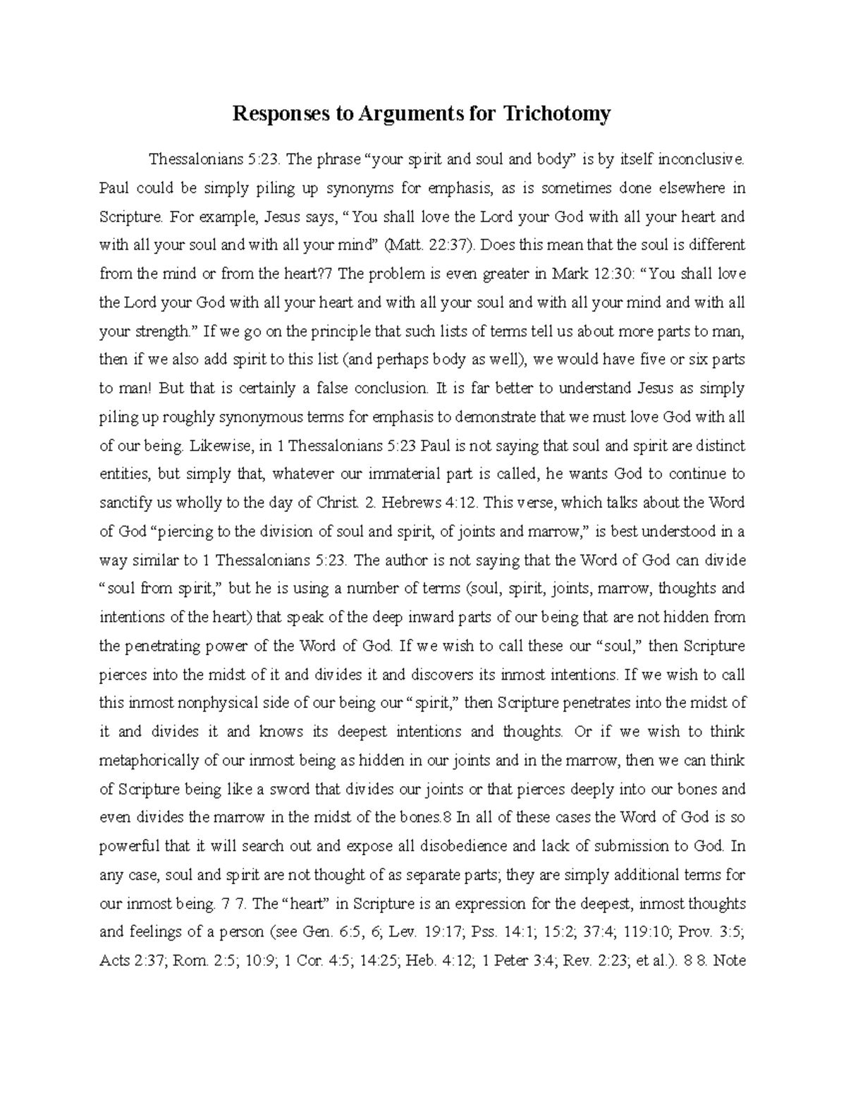 Responses to Arguments for Trichotomy - Responses to Arguments for ...