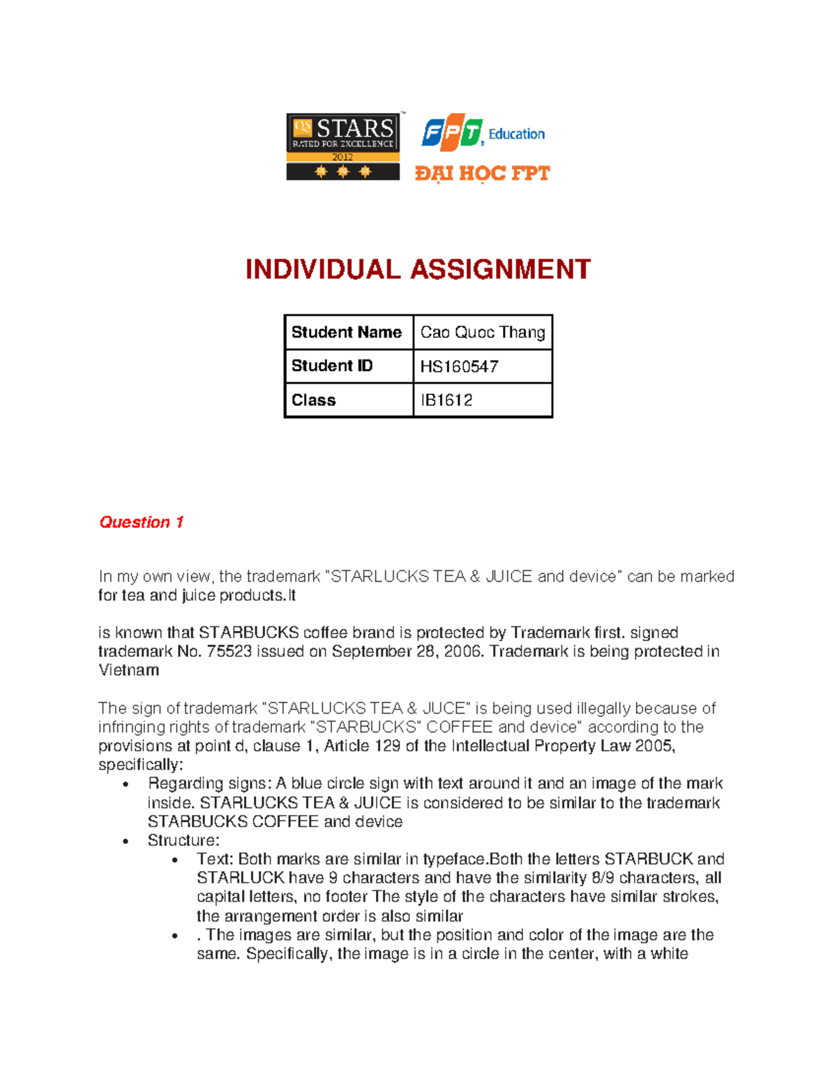 Individual-Assignment IB1612 Cao-Quoc-Thang HS160547 - INDIVIDUAL ...