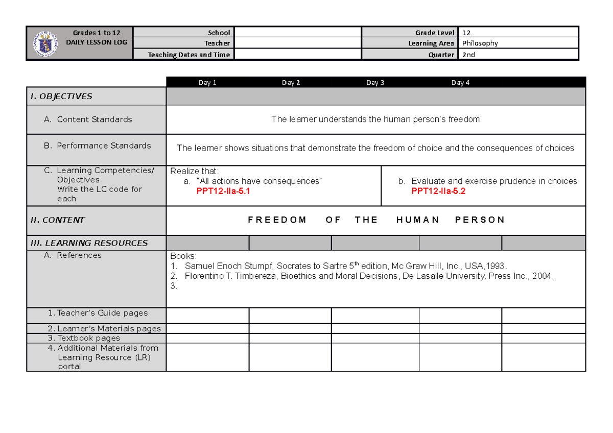 PPT Q2 Week ab Freedom of the Human Person - Grades 1 to 12 DAILY ...