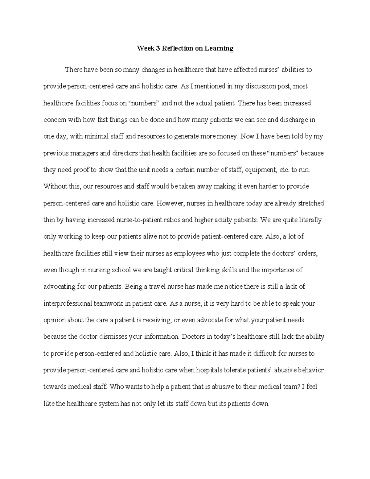 Week 3 Reflection on Learning - Week 3 Reflection on Learning There ...