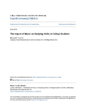 The impact of music on academic performance of students 21782 - MUSIC ...