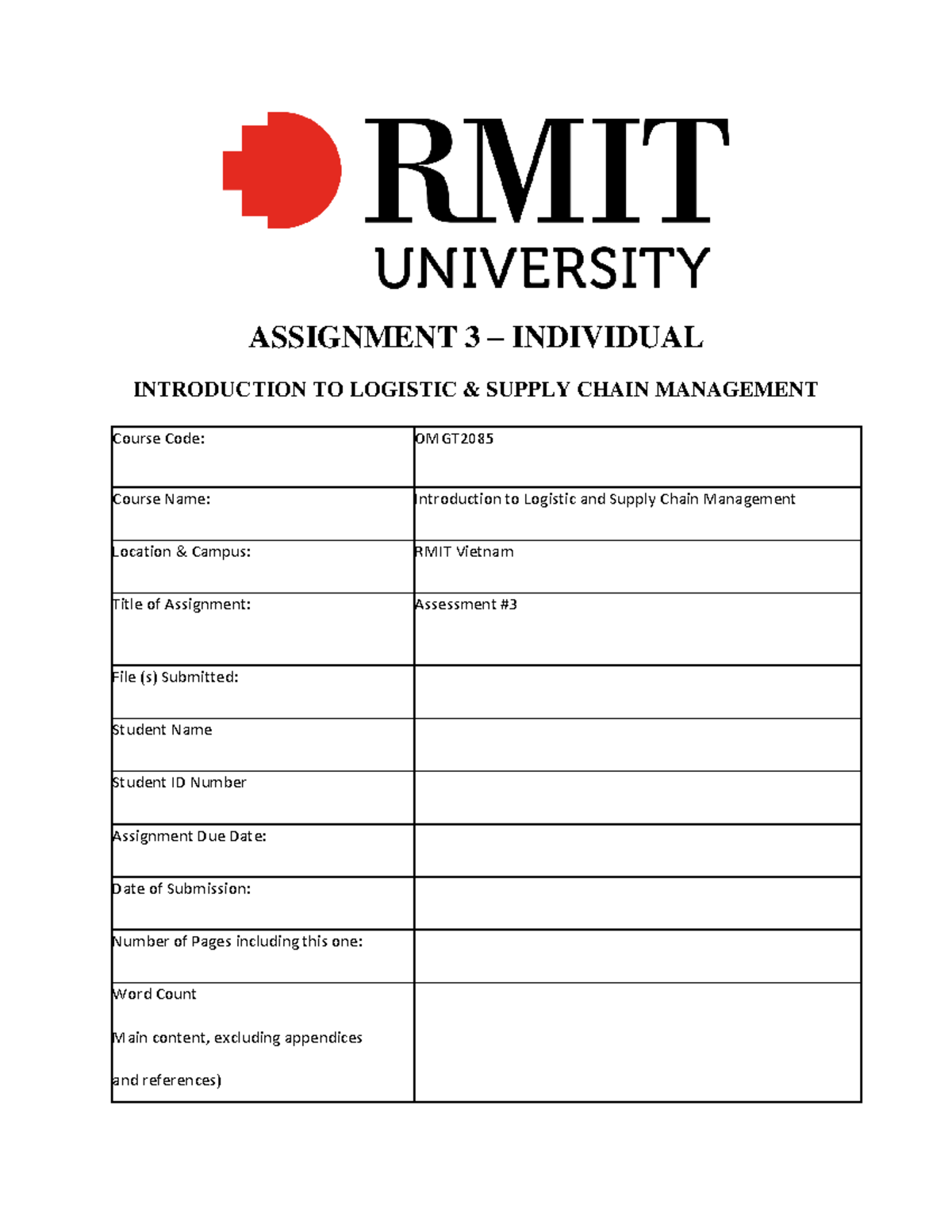 Introduction to logistic & supply chain management Sample Assignment 3 ...
