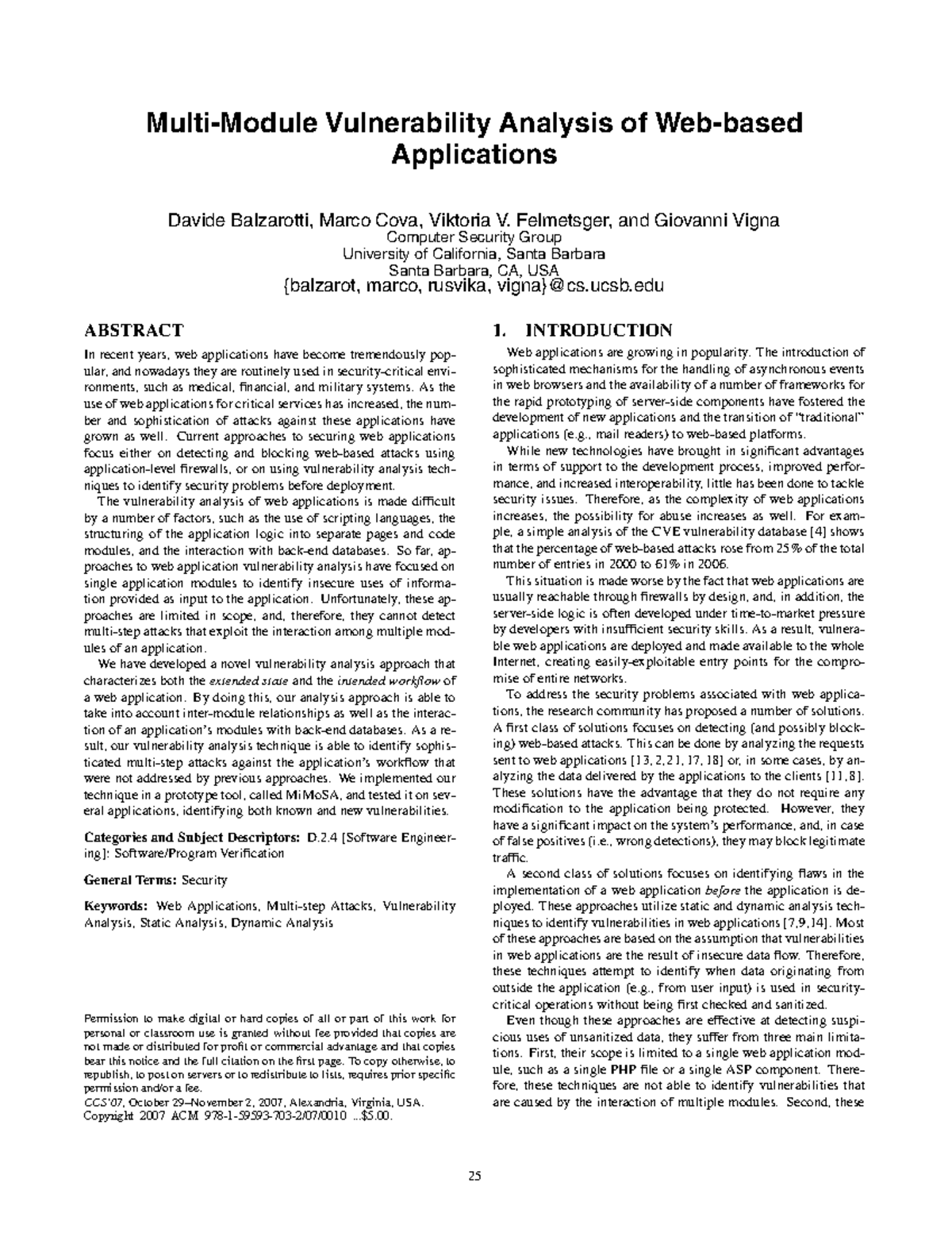 Multi-Module Vulnerability Analysis of Web-based - Multi-Module Vulnerability Analysis of Web ...