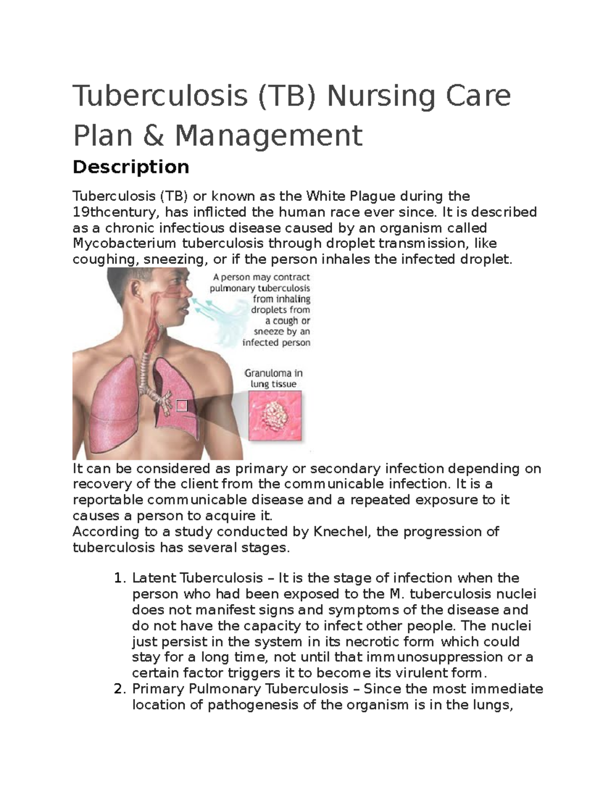 Tuberculosis: Nursing - Tuberculosis (TB) Nursing Care Plan ...