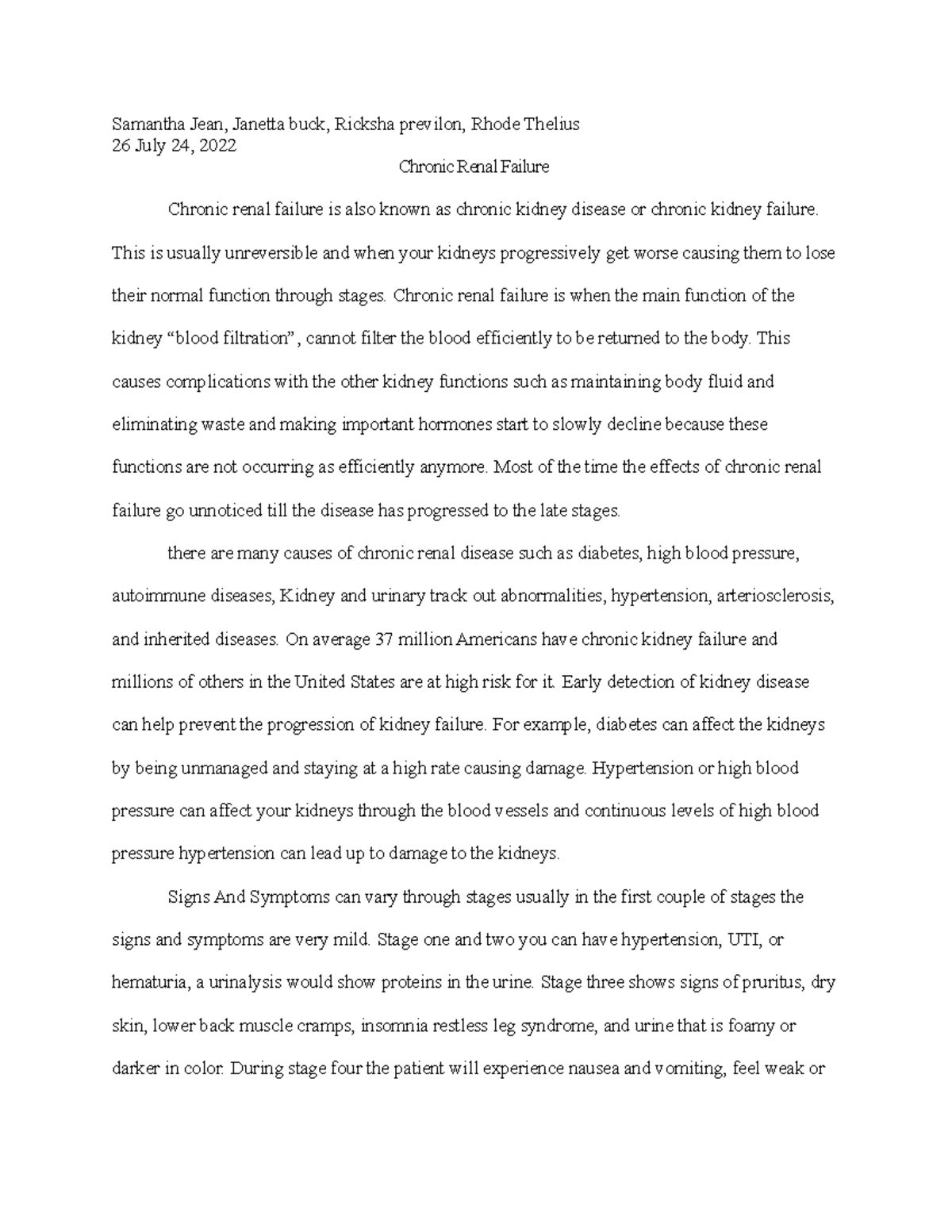 Cla paper - home work - Samantha Jean, Janetta buck, Ricksha previlon ...