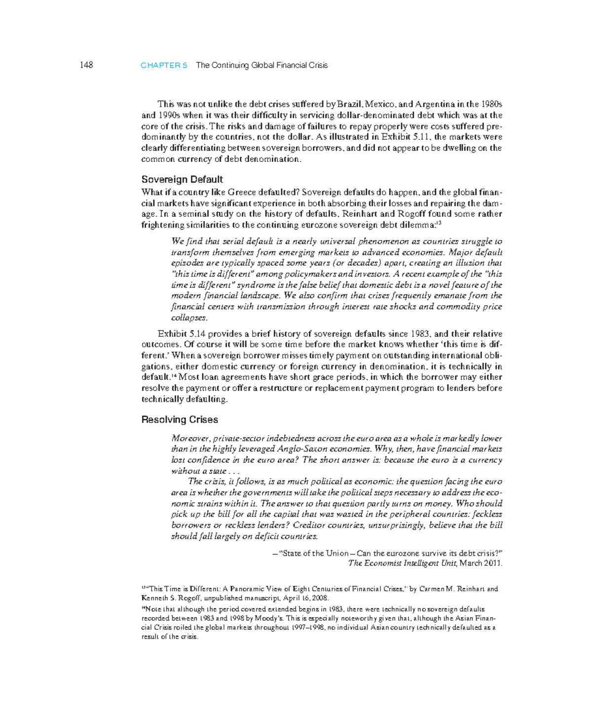 Multifunctional Finance Management-43 - 148 CHAPTER 5 The Continuing Global Financial Crisis ...