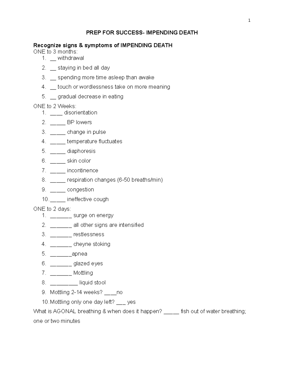 Prep for Success Impending Death - 1 PREP FOR SUCCESS- IMPENDING DEATH ...