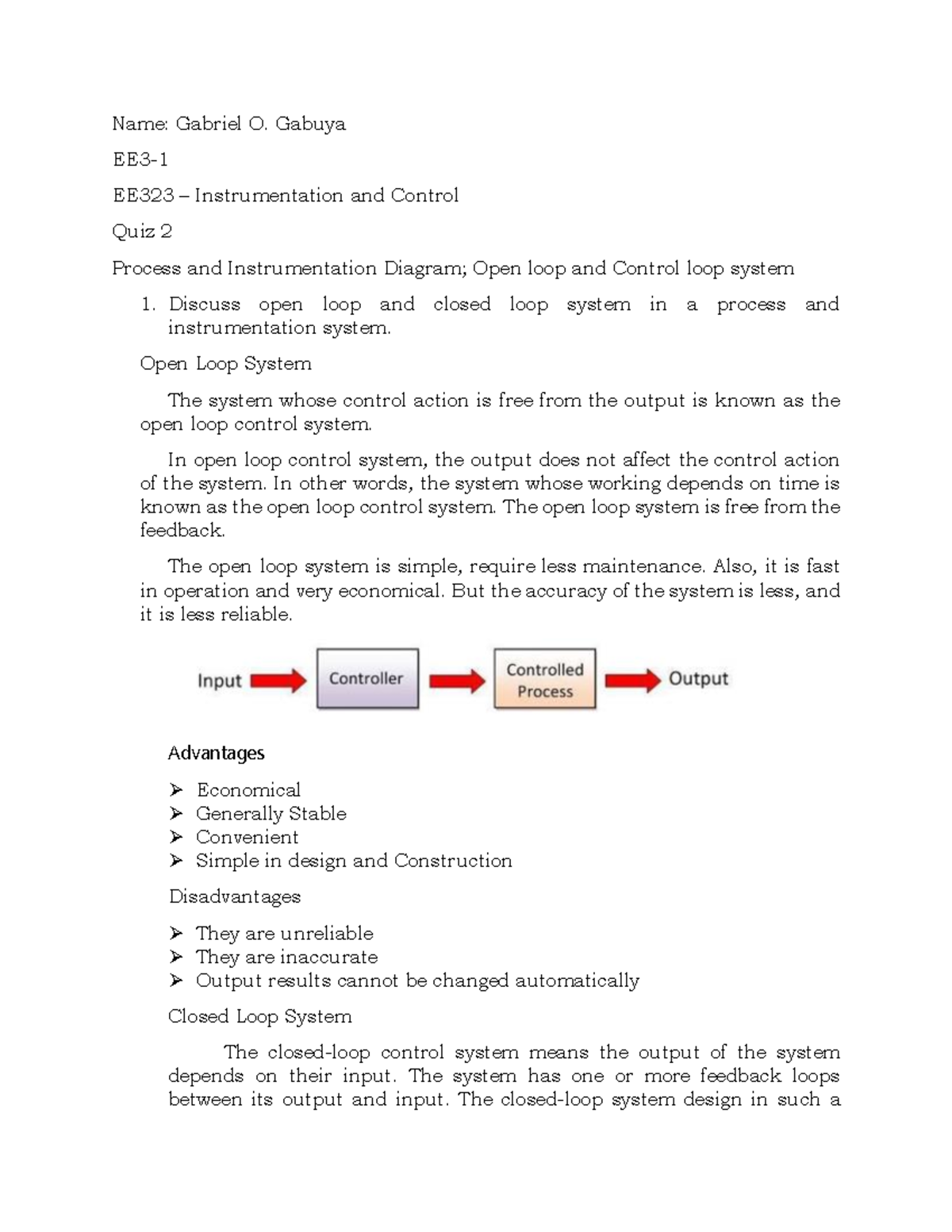 Gabuya EE323 Quiz2 - ee notes - Name: Gabriel O. Gabuya EE3- EE323 ...