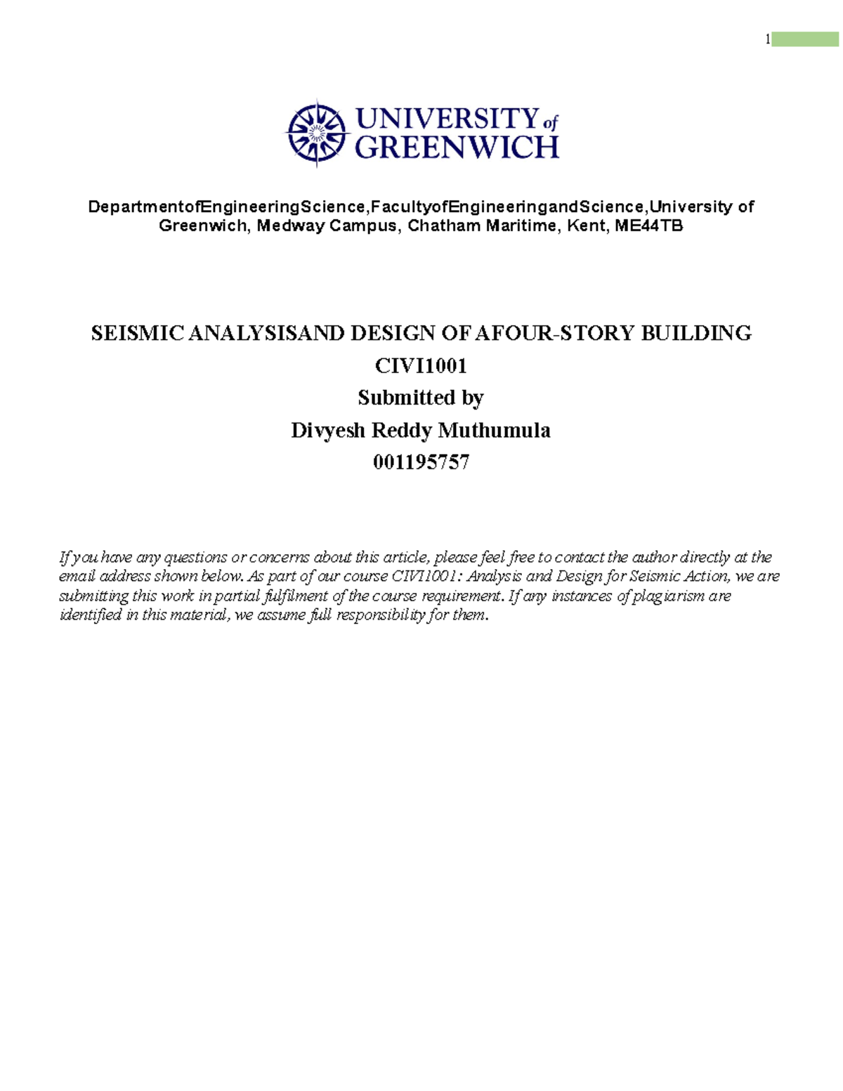 Divyesh seismic - uhbub - 1 DepartmentofEngineeringScience ...