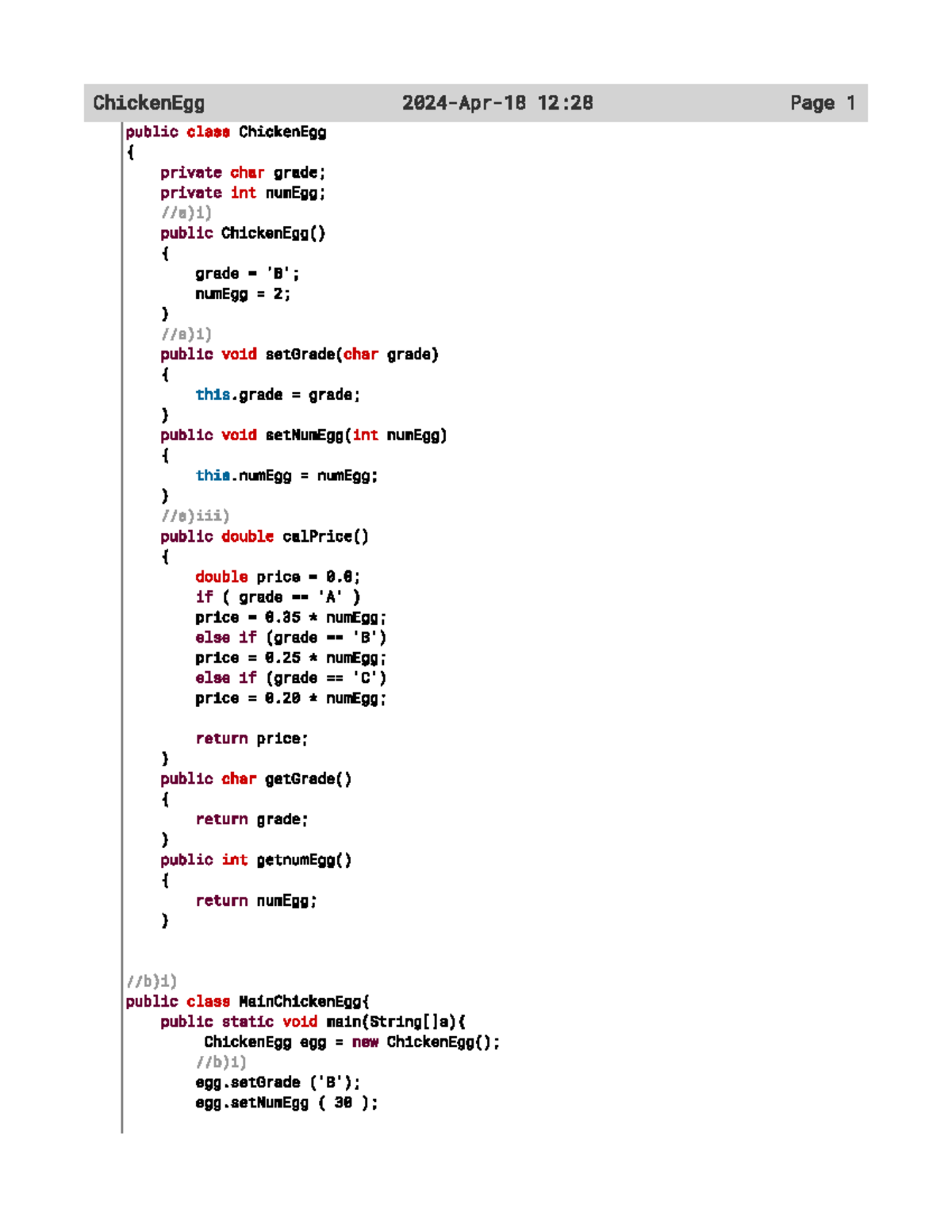 Chicken Egg - Object Oriented Programming - Studocu
