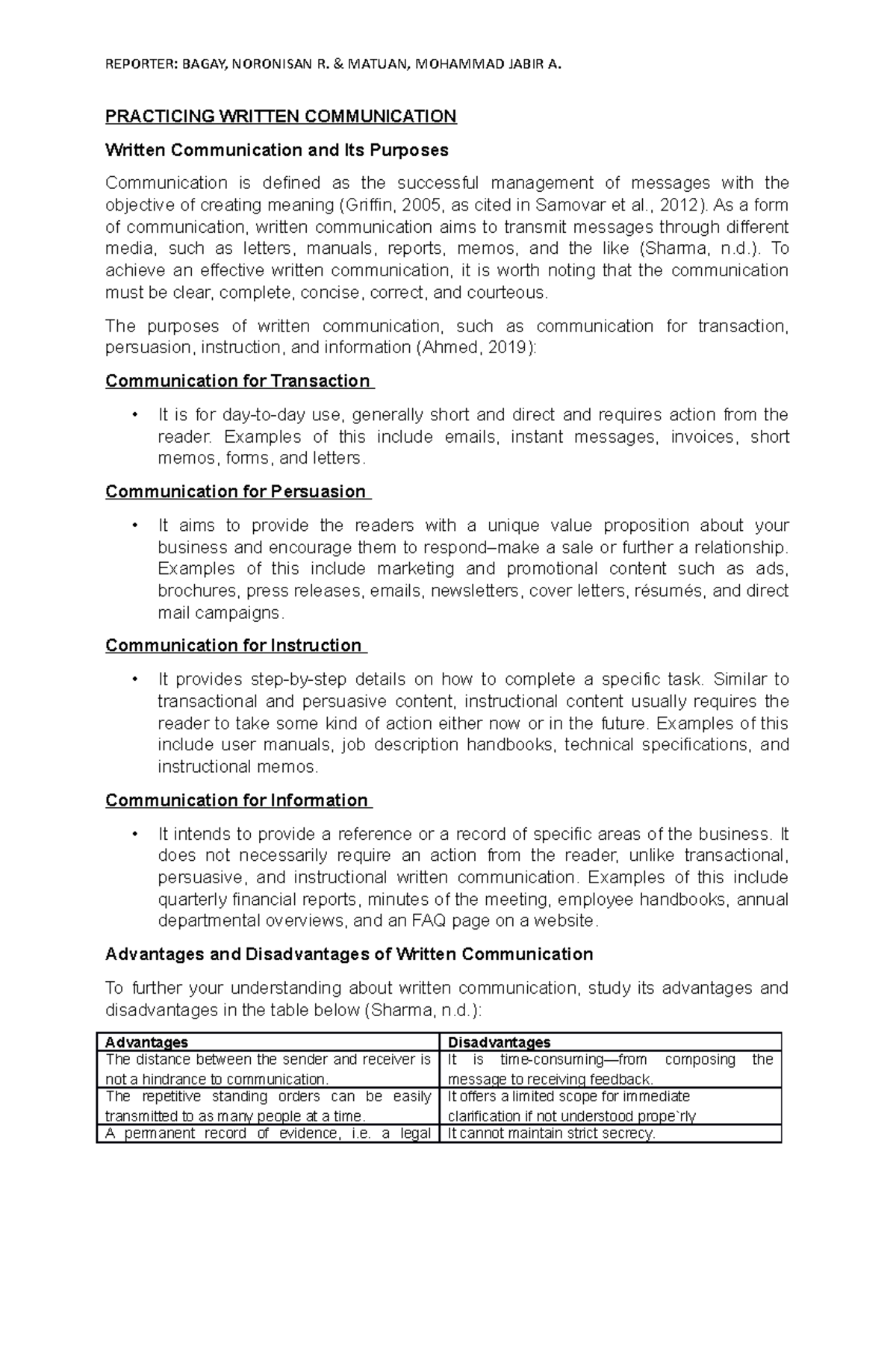 Practicing Written Communication Handouts - PRACTICING WRITTEN ...