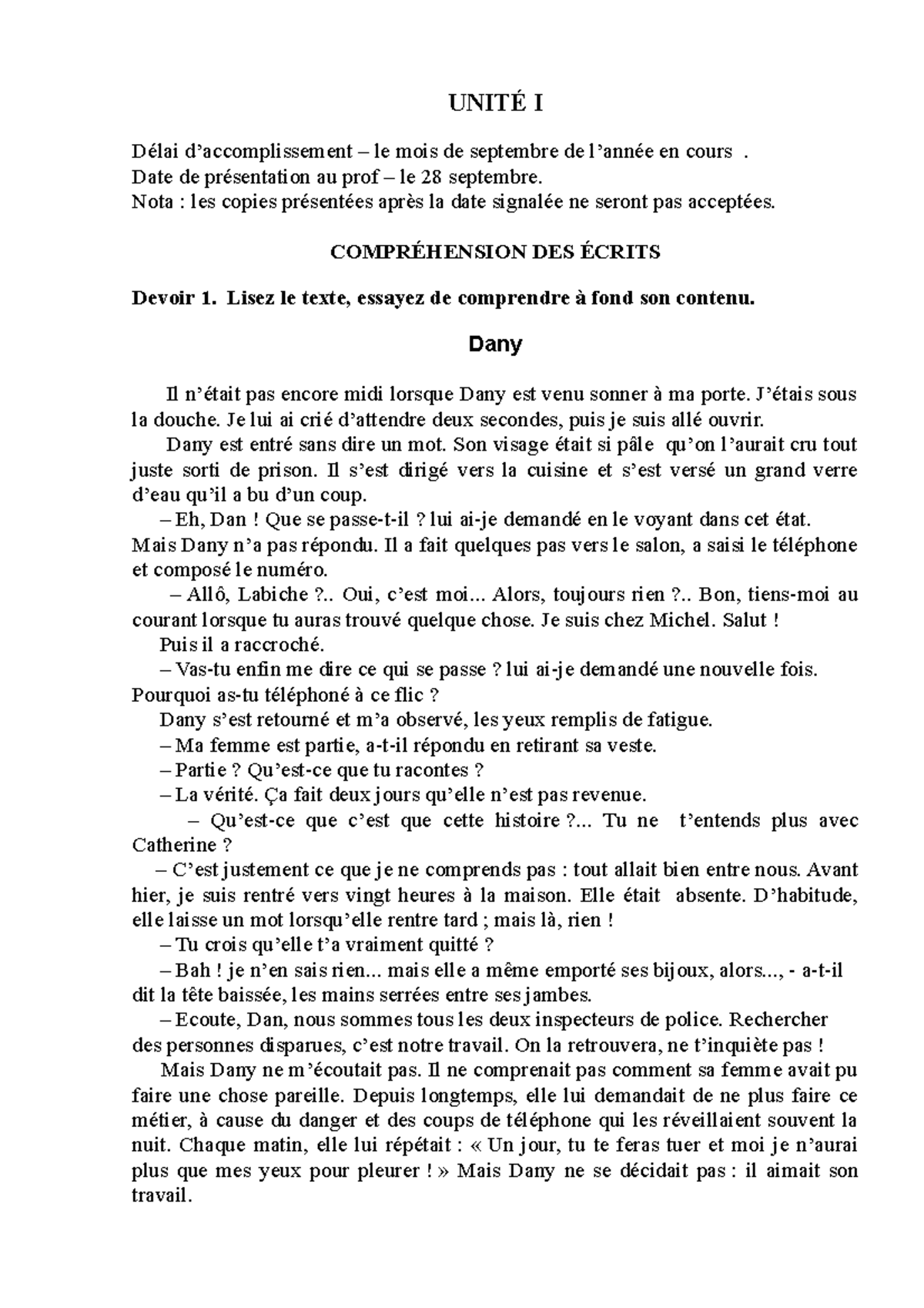 группа 304.1) - kfkfkfkf - UNITÉ I Délai d’accomplissement – le mois de ...