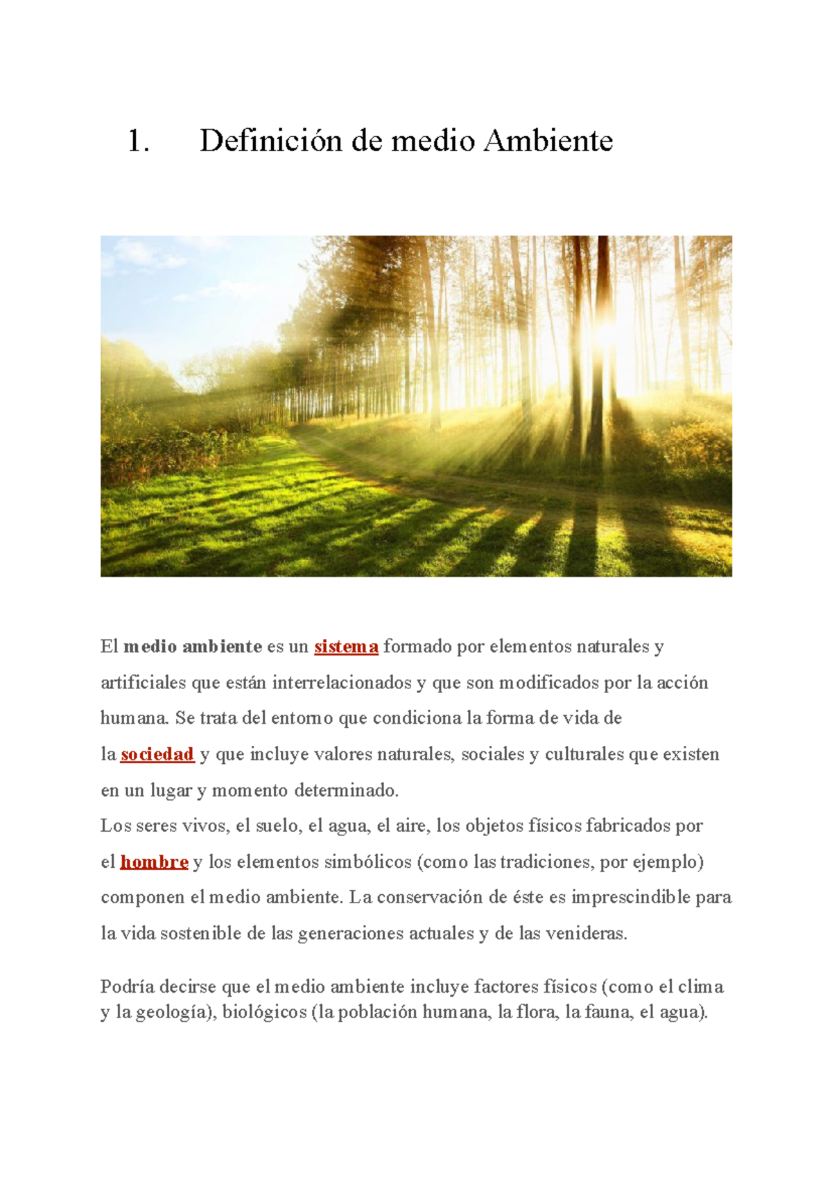 Tarea S1 - El medio ambiente es un sistema formado por elementos ...