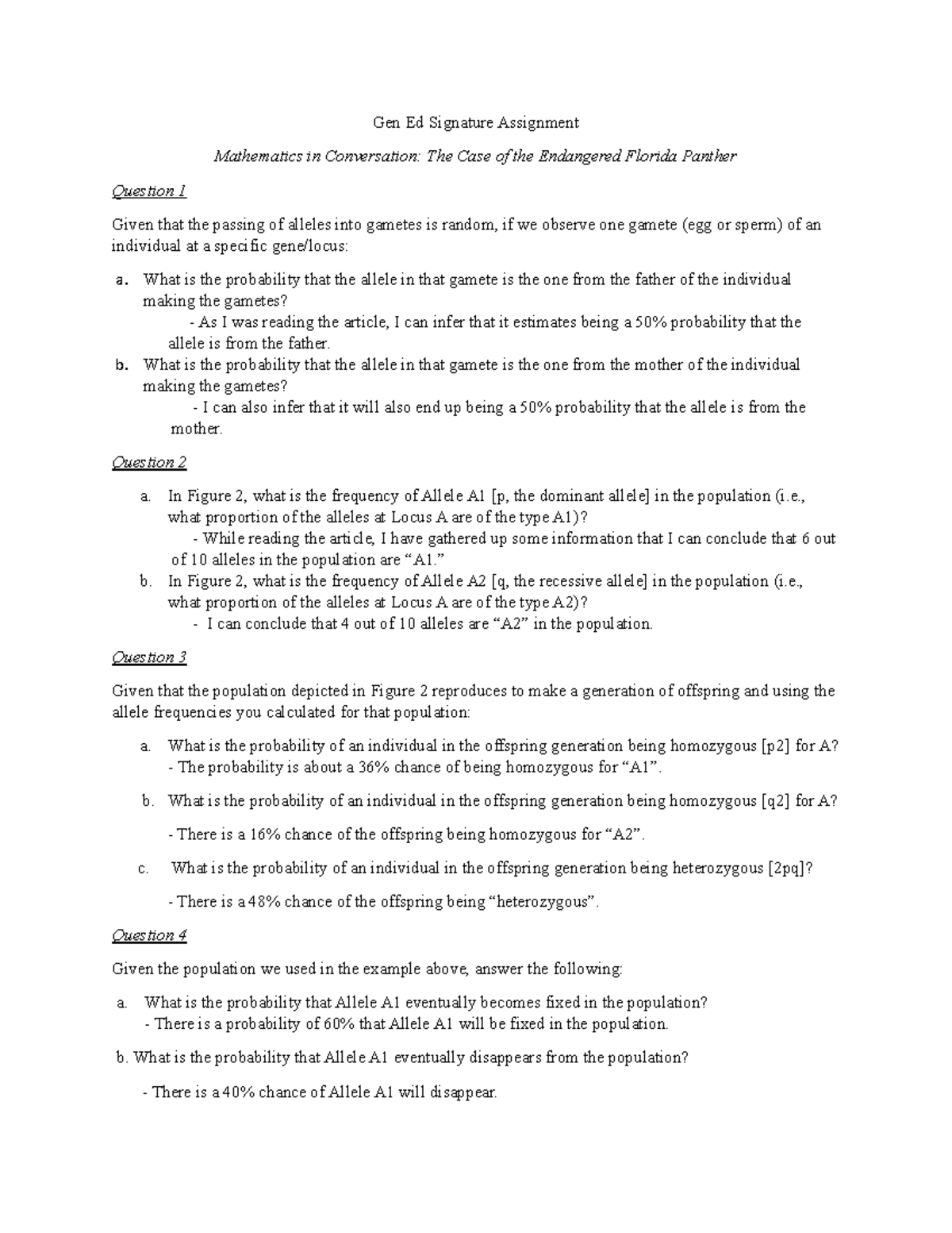 Gen Ed Project - Biology assignment about repopulation - Gen Ed ...