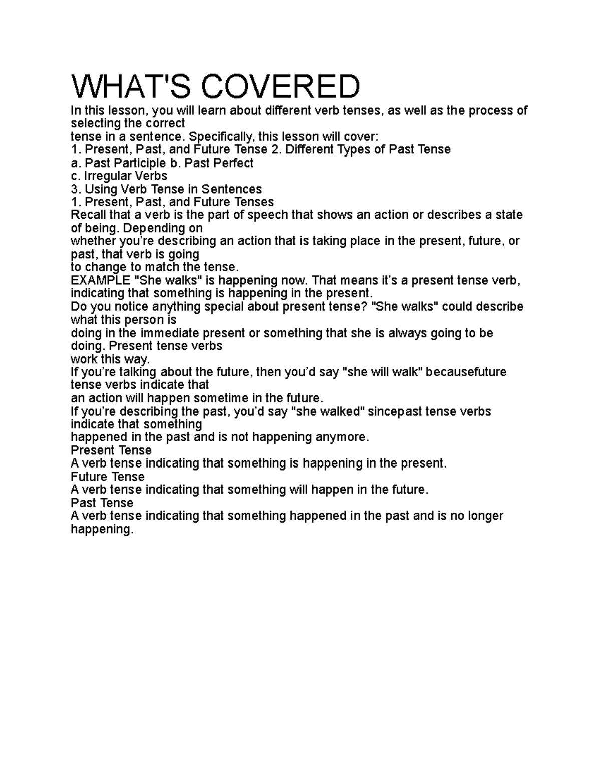 WHAT'S Covered - Composition I - WHAT'S COVERED In this lesson, you ...