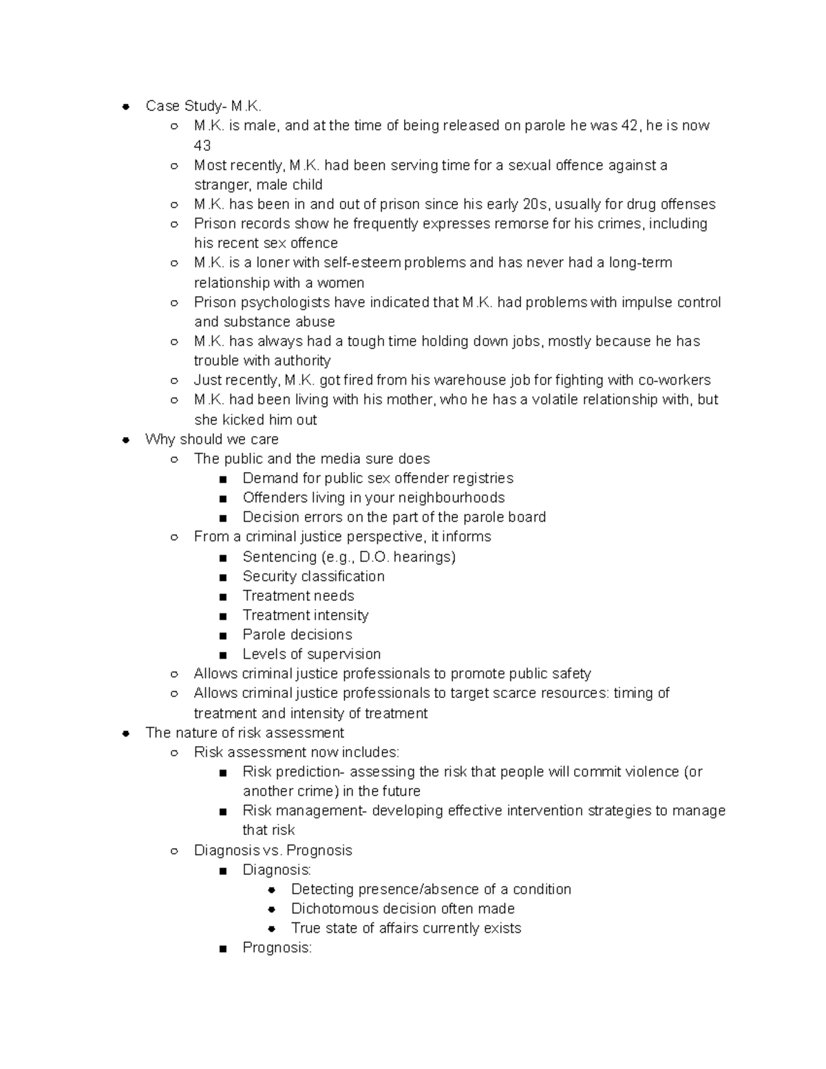 Module 4 Risk Assessment - Case Study- M. M. is male, and at the time ...