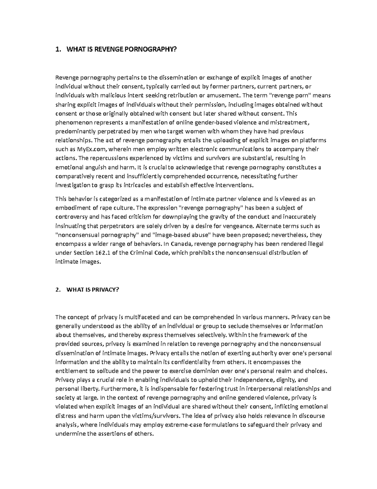 Legal essays - sample only don't plagiatt - 1. WHAT IS REVENGE ...