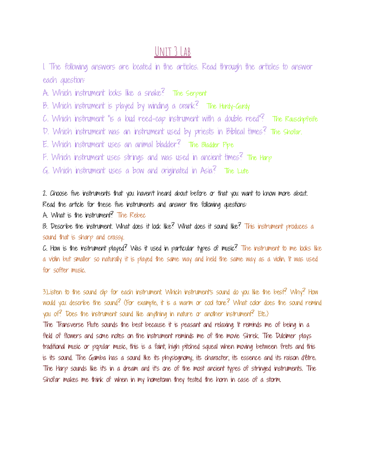 Unit 3 Lab - Assignment - Unit 3 Lab 1. The following answers are located in the articles. Read ...