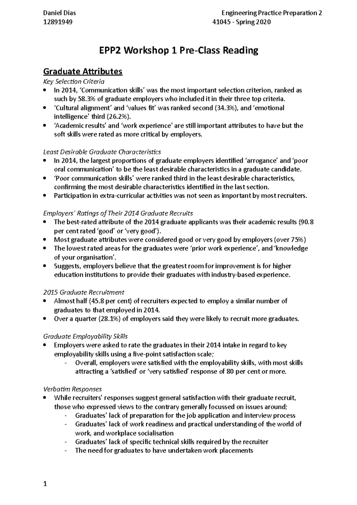 EPP2 Workshop 1 Pre-Class Reading - Daniel Dias Engineering Practice ...