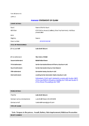 Statement of claim - Form 3A (version 7)UCPR 6. STATEMENT OF CLAIM ...