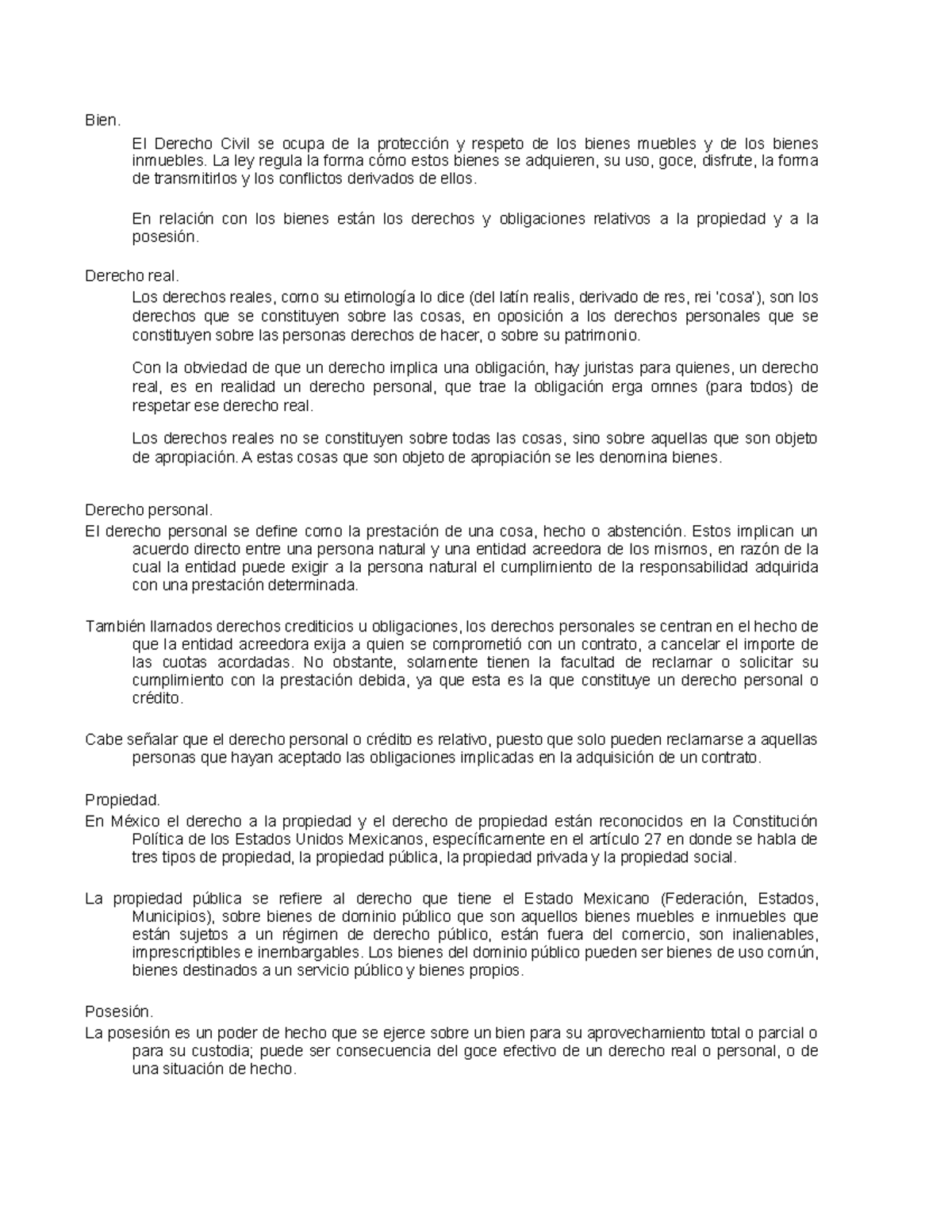 Derecho romano tarera 04 de octubre(2) - Bien. El Derecho Civil se ...
