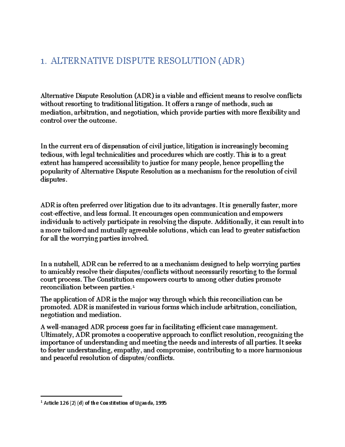 Alternative Dispute Resolution - Foundation Final - 1. ALTERNATIVE ...