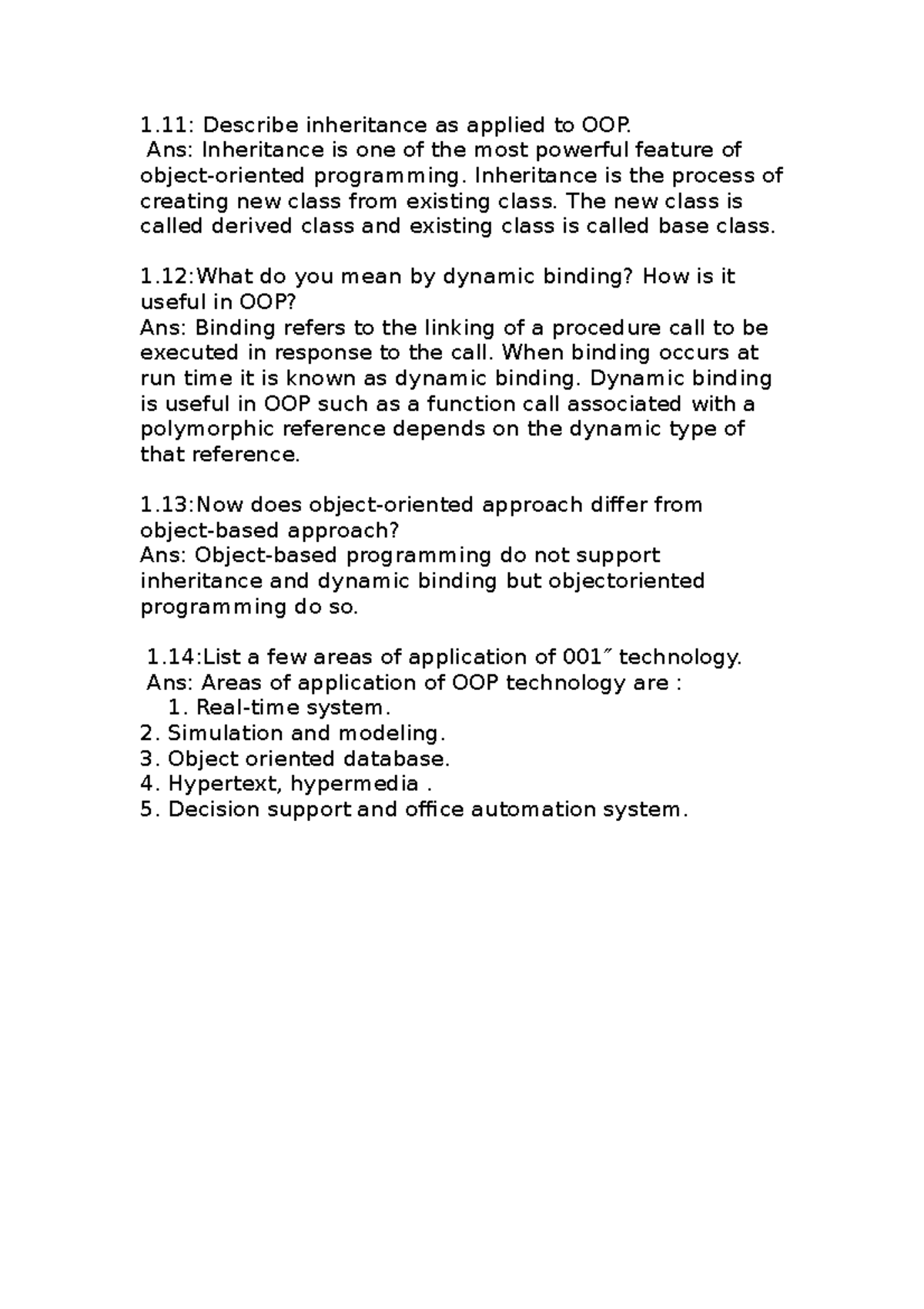 Oop1 - practice questions and answers from inheritance for examinations ...