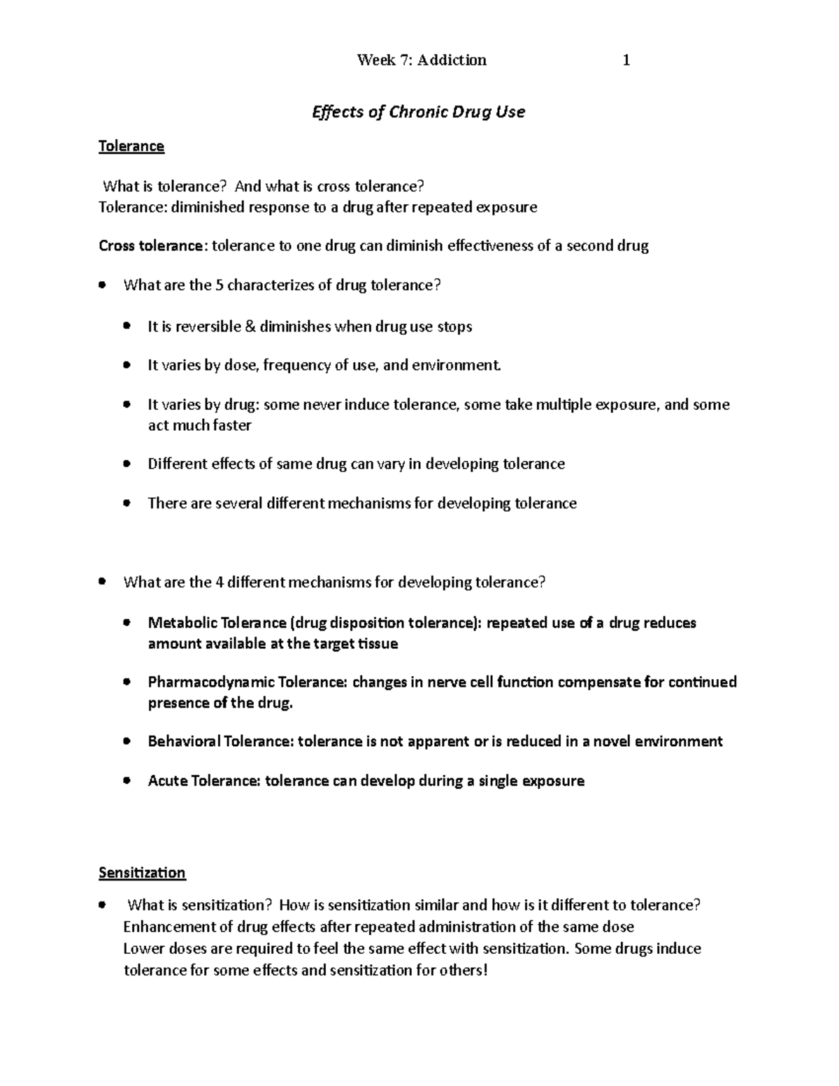 9 Addiction - Question and answers for the entire section - Effects of ...