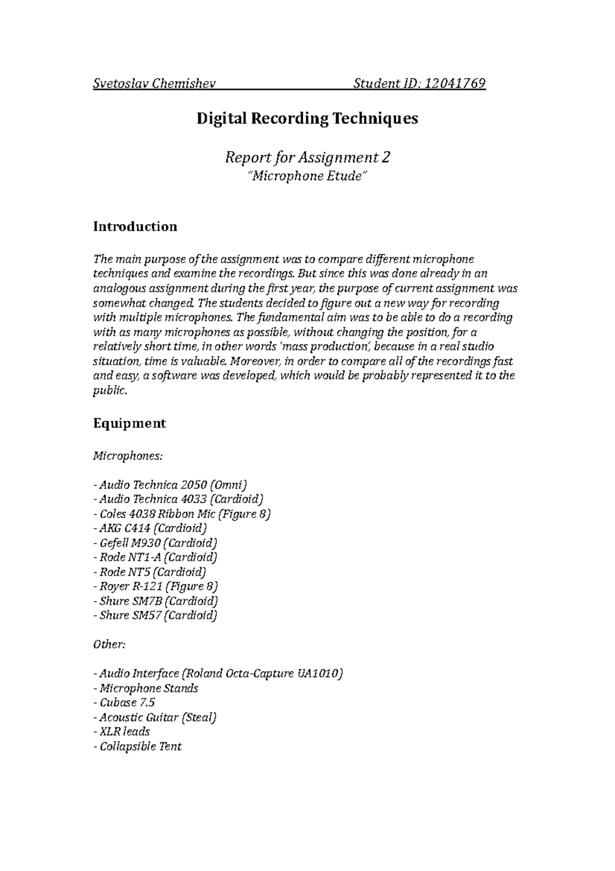 Digital Audio Processing - Assignment 2 - Microphone Etude - Svetoslav ...
