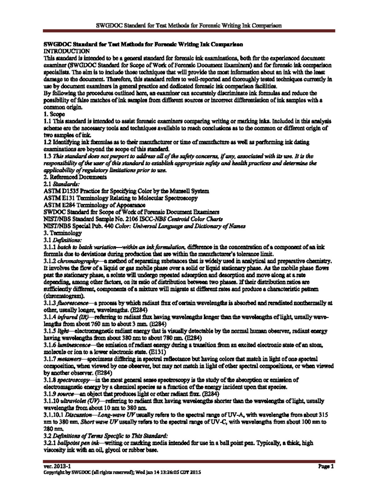 Imp regarding ink analysis - SWGDOC Standard for Test Methods for ...