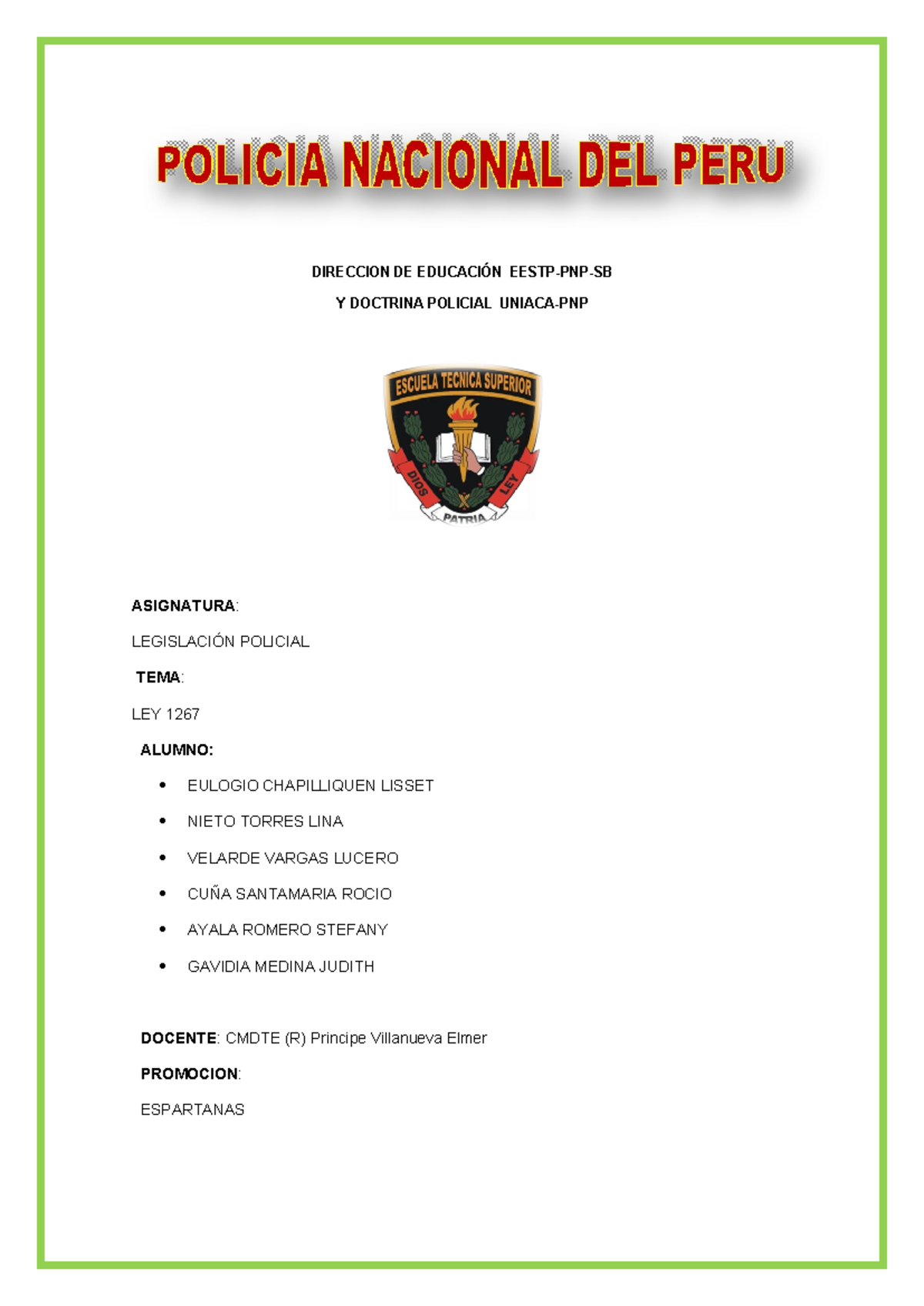 D.l 1267 - 1267 dl pnp - ####### DIRECCION DE EDUCACIÓN EESTP-PNP-SB ...