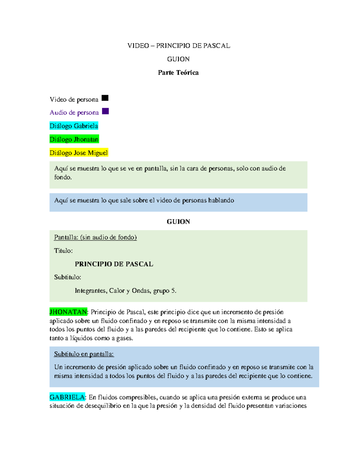 Principio de Pascal Video Guion - VIDEO – PRINCIPIO DE PASCAL GUION ...