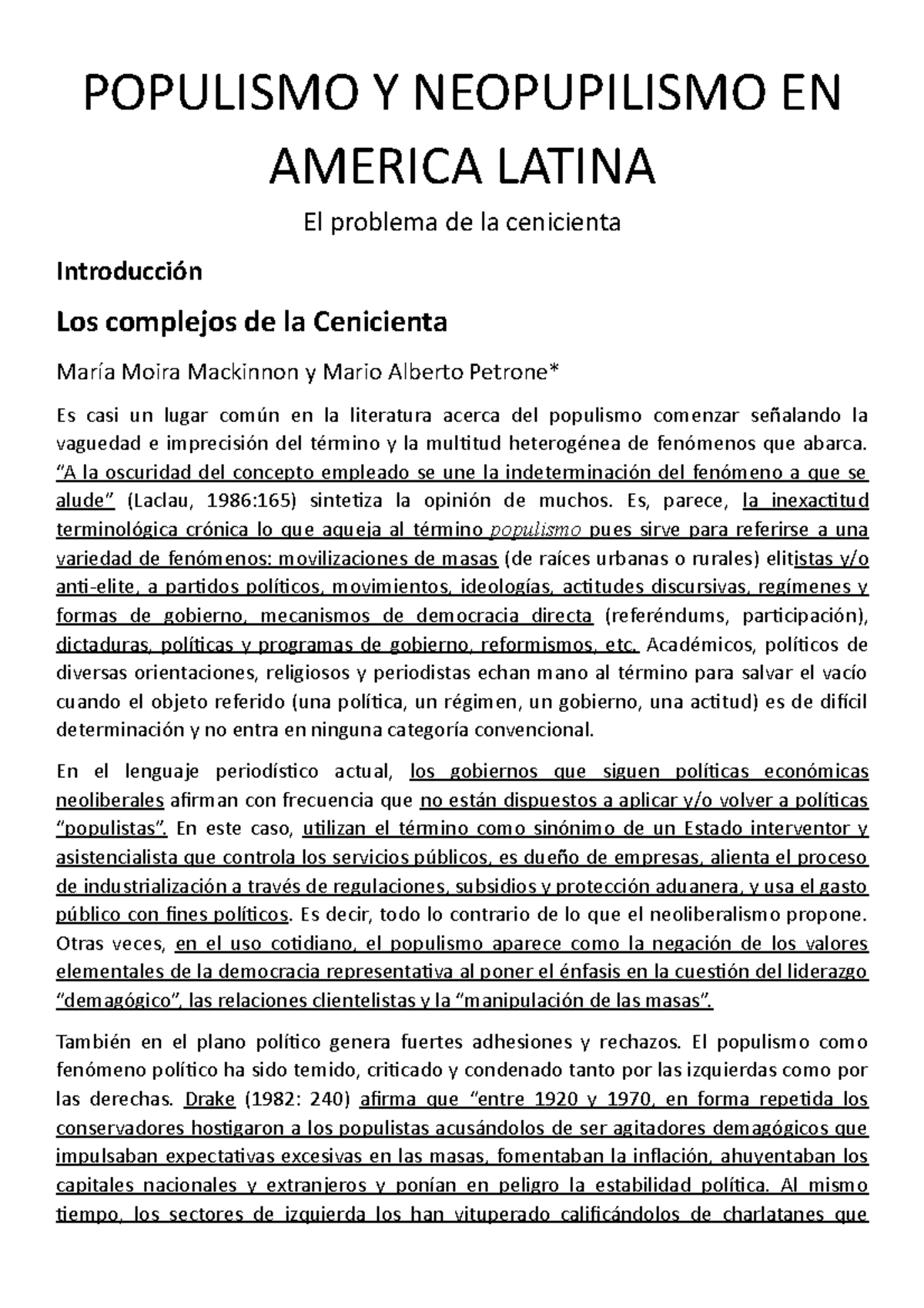 Mackinnon, María Moira y Mario Alberto Petrone (1998). “Los complejos ...