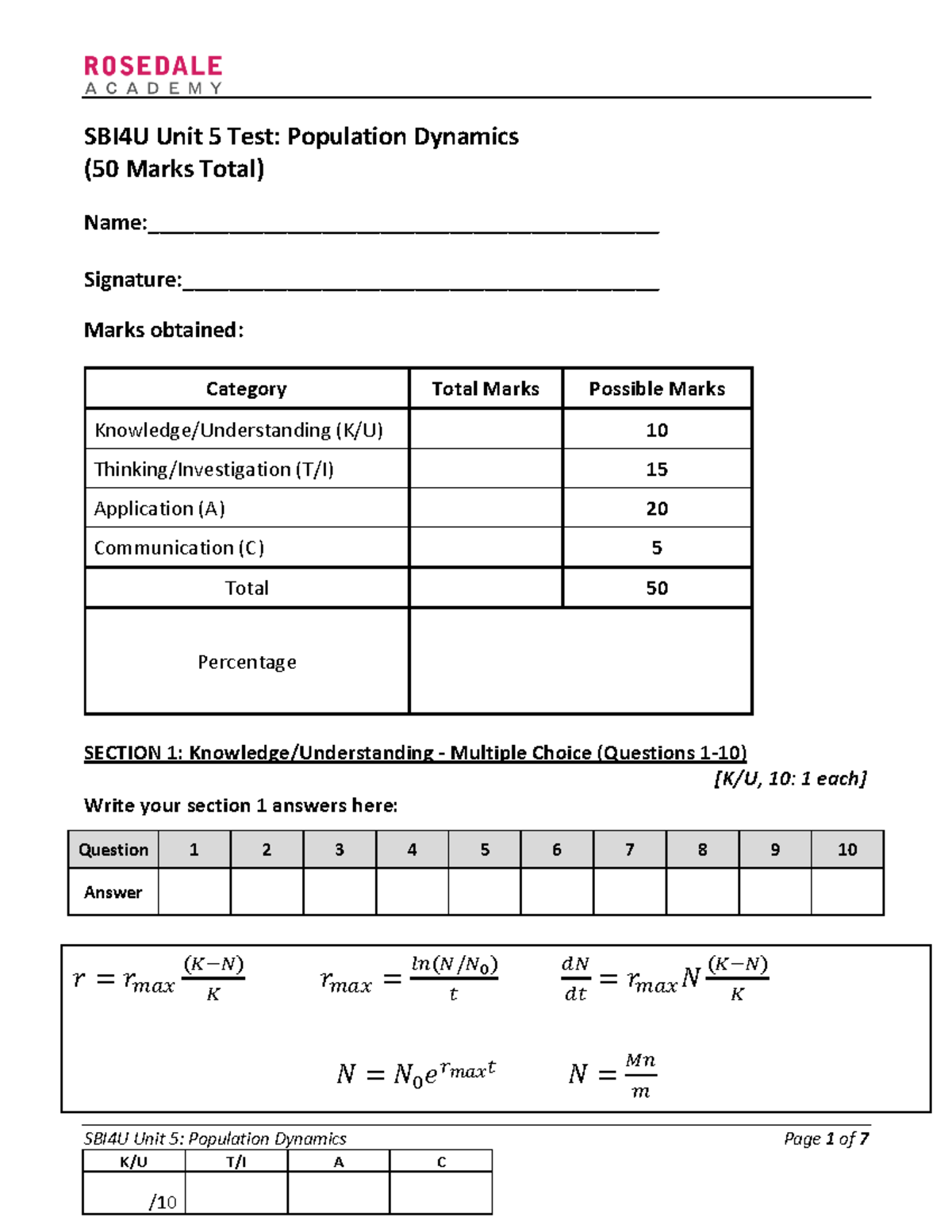 Unit 1 - aaaaaaaaaaaaaaaa - SBI4U Unit 5: Population Dynamics Page 1 of ...