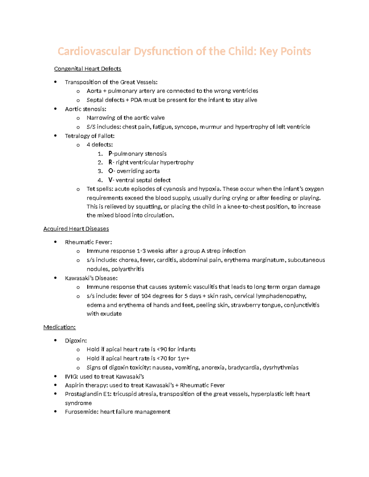 Exam 3 cardio notes - Exam 3 cardiac key points - Cardiovascular ...