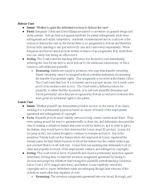 Patents Class Notes - Copyright Review Exclusive rights = rights that a ...