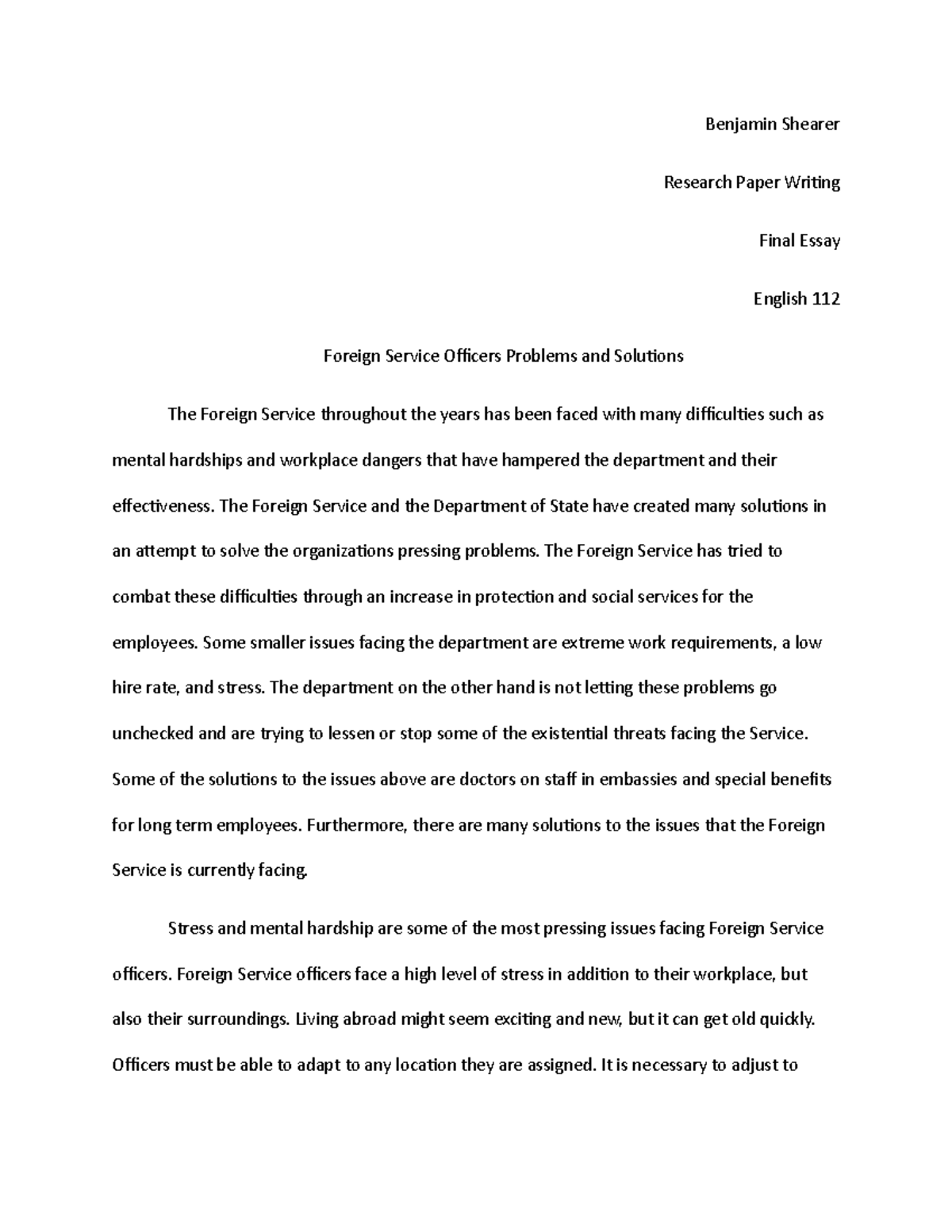 Research paper 3 - Benjamin Shearer Research Paper Writing Final Essay ...