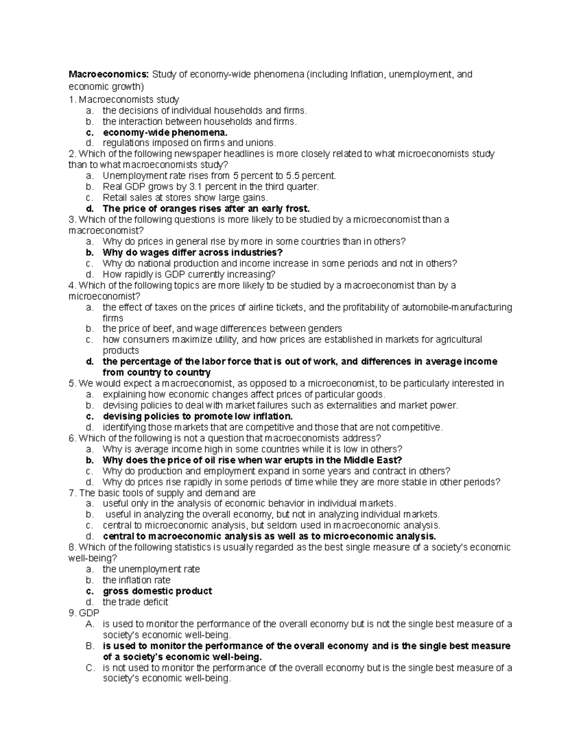 Macroeconomic Chapter 23 - Macroeconomics: Study of economy-wide ...